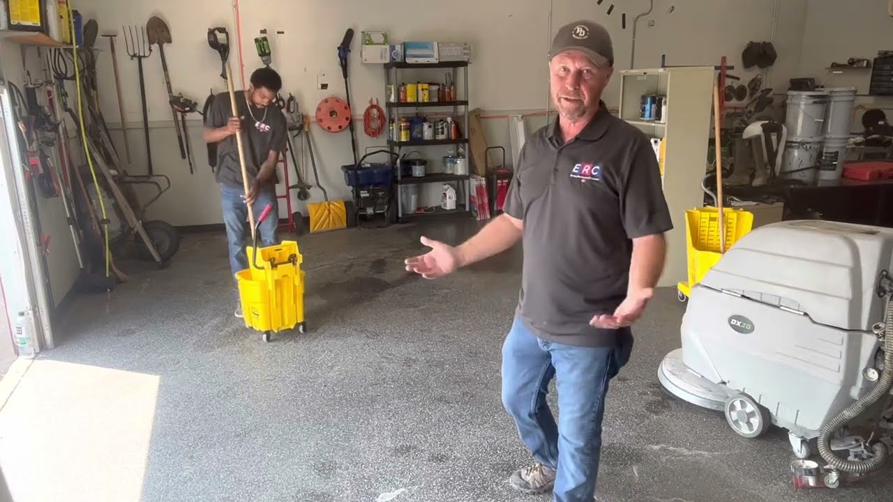 How to Clean epoxy floor using ERC - YouTube