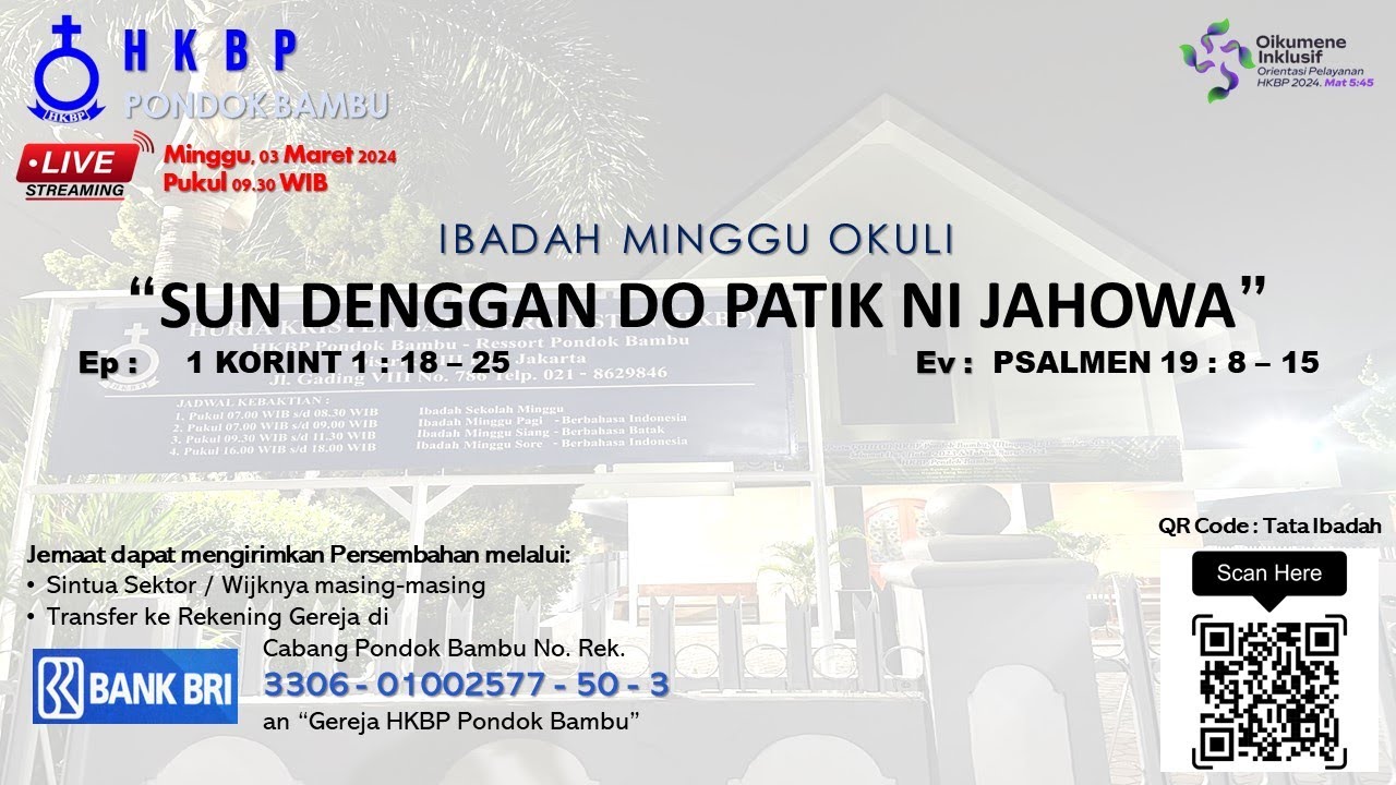 IBADAH MINGGU OKULI, Minggu 3 Maret 2024 - YouTube