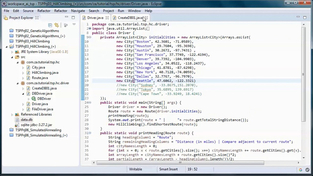 TSP + Hill Climbing + SQLite DB + JAVA - YouTube