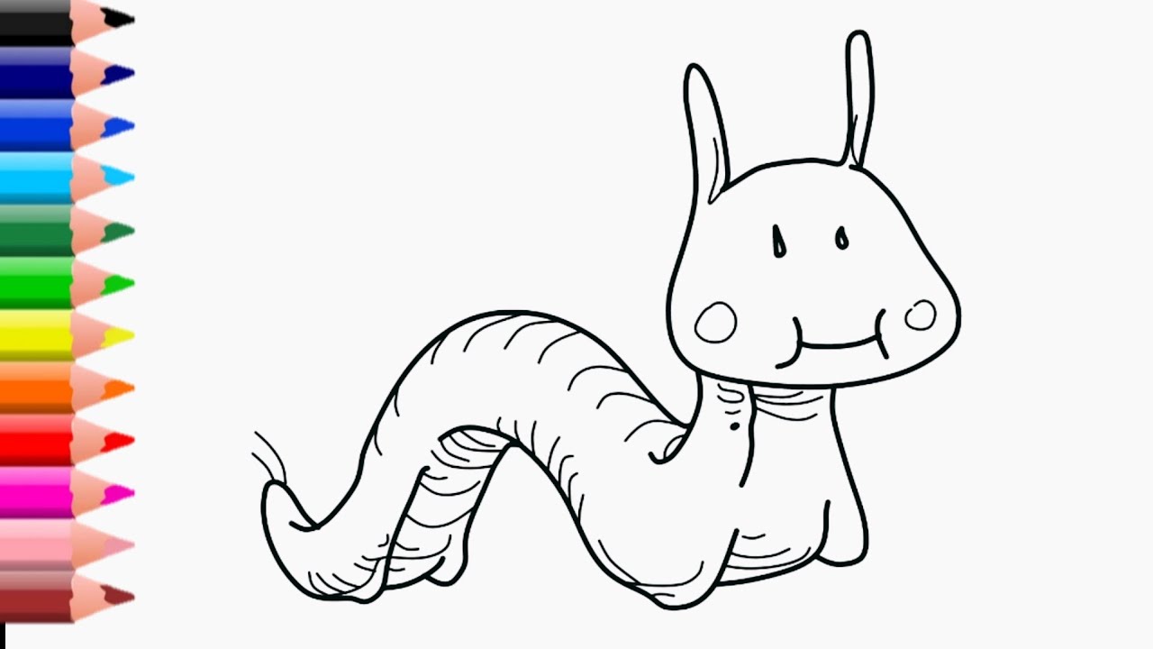 how to draw a worm| draw a worm easy| draw a worm for kids - YouTube