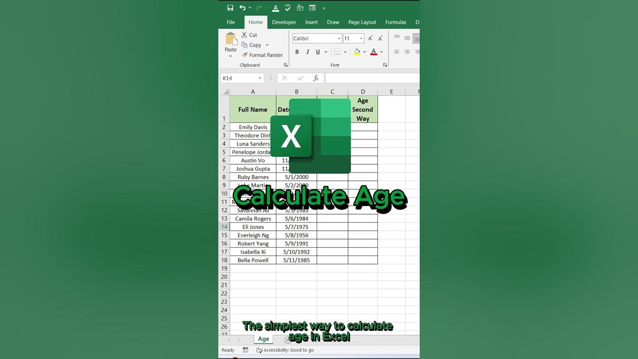 How to Calculate Age in Excel? #shorts #excel #exceltips #exceltutorial - YouTube