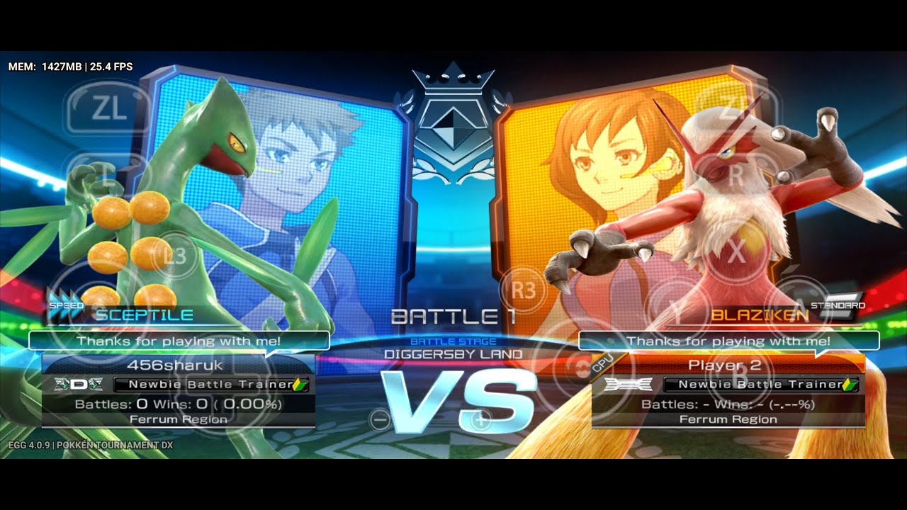 Sceptile vs Blaziken Fight on pokken tournament dx egg ns emu game # ...
