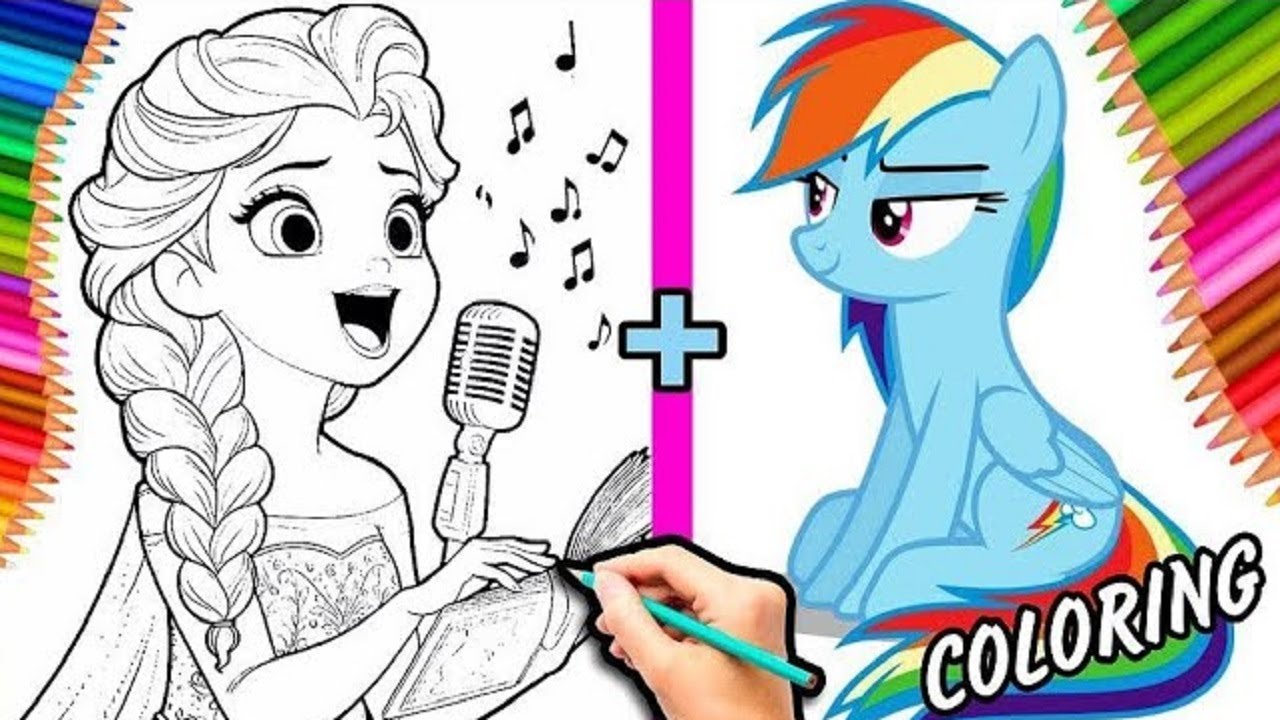 Elsa Frozen as a Rainbow Dash | Coloring book for kids - YouTube
