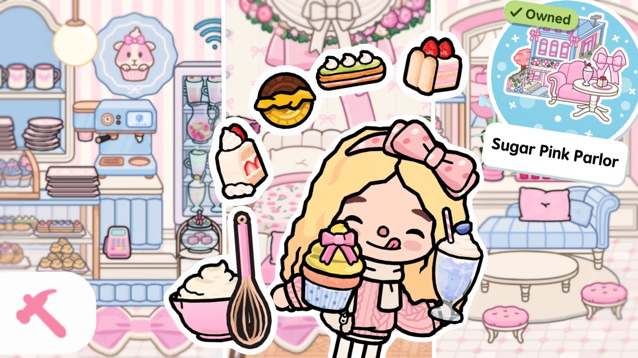 SUGAR PINK Coffee Shop Design 🩵🎀🍪😍| My Dream Home Café in Toca Boca ...