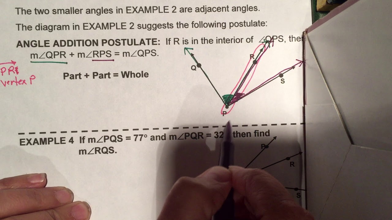 Sep 15: Topic 3-1 Adjacent Angles & Angle Addition Postulate - YouTube
