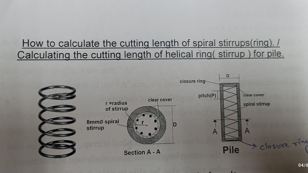 How to calculate the cutting length of spiral stirrups - YouTube