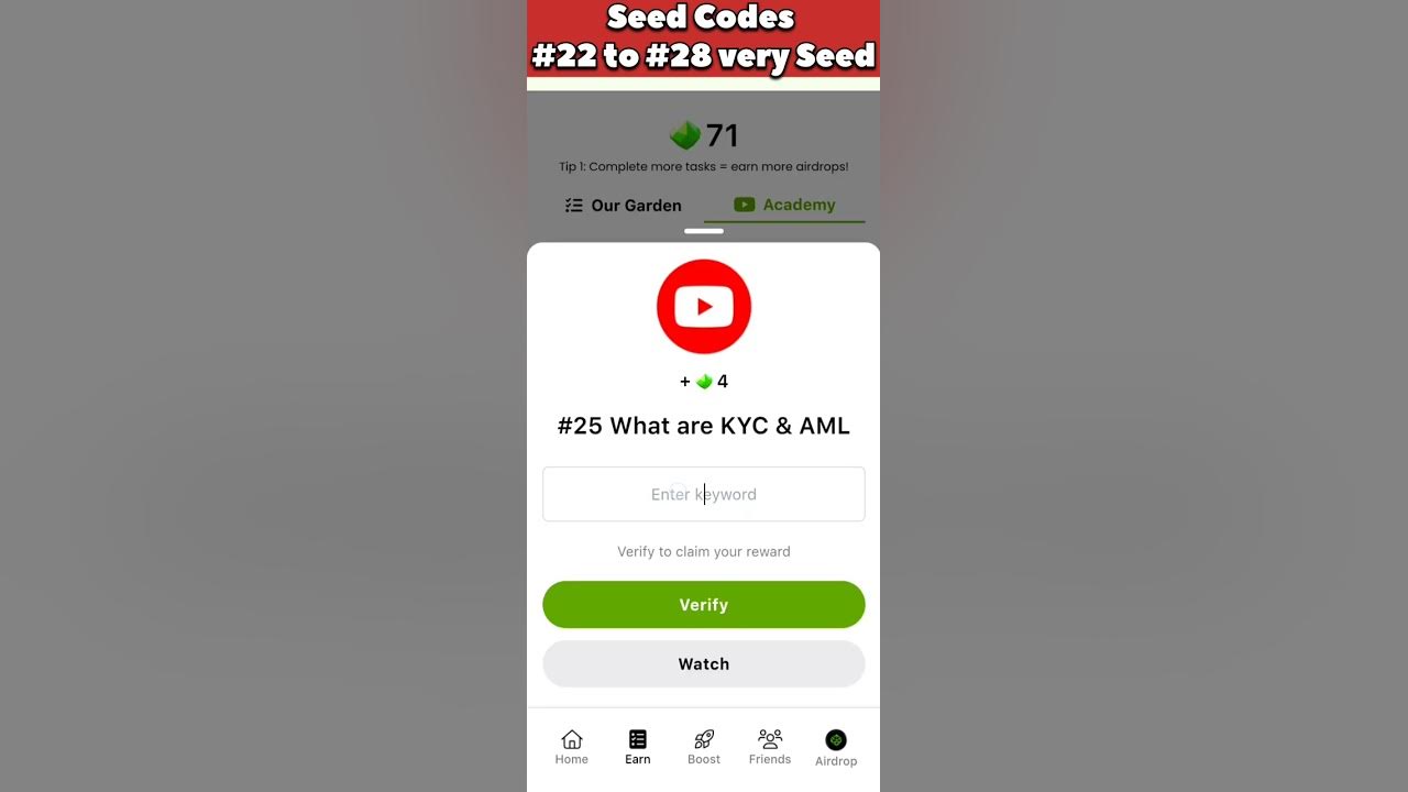 SEED Verify Code | Seed #22 to #28 | SEED'S New Video Code | Seed Verify Keyword | Seed ...
