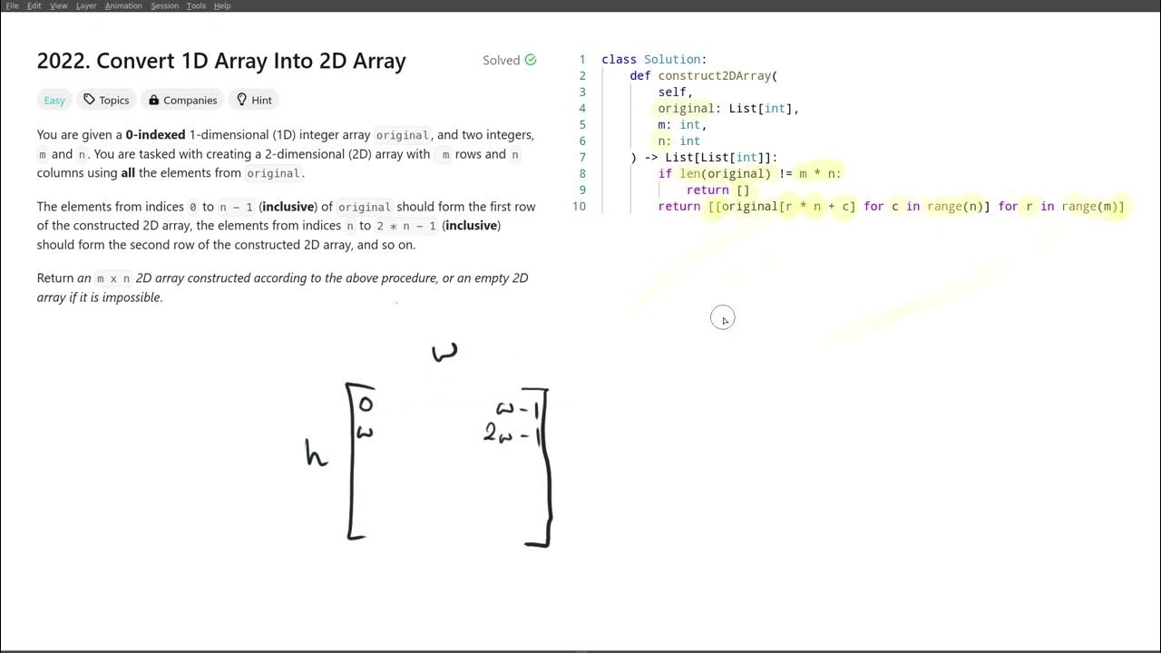 [September 1, 2024, LeetCode daily] 2022. Convert 1D Array Into 2D Array - Python solution - YouTube