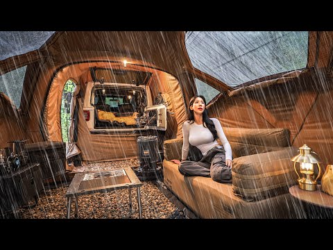 ☔️YENİ ARABA ÇADIRIYLA YAĞMURLU KAMP