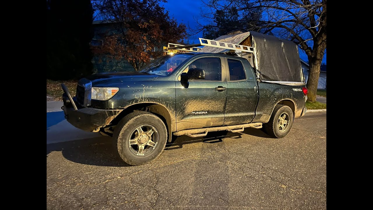 DIY tarp topper camper for tundra taco truck built on a lumber rack ...