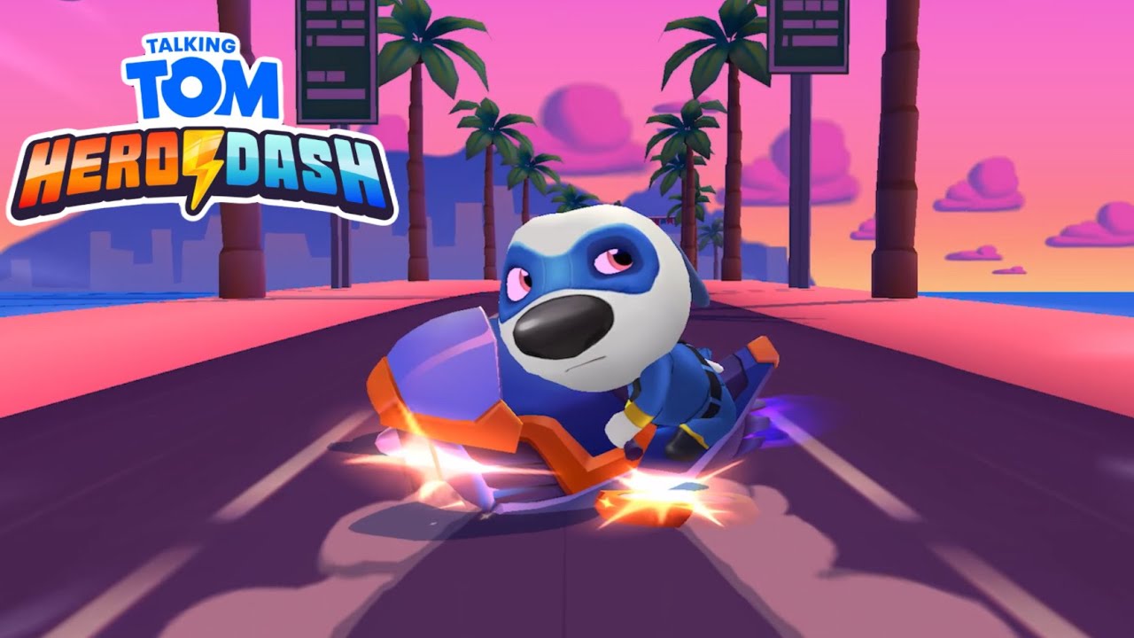 Talking Tom Hero Dash Talking Hank Ride The Jet Bike - YouTube