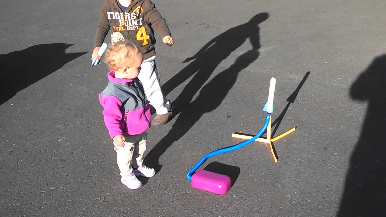 Reed and Paige Grossman playing with a stomp rocket 5/26/13 - YouTube