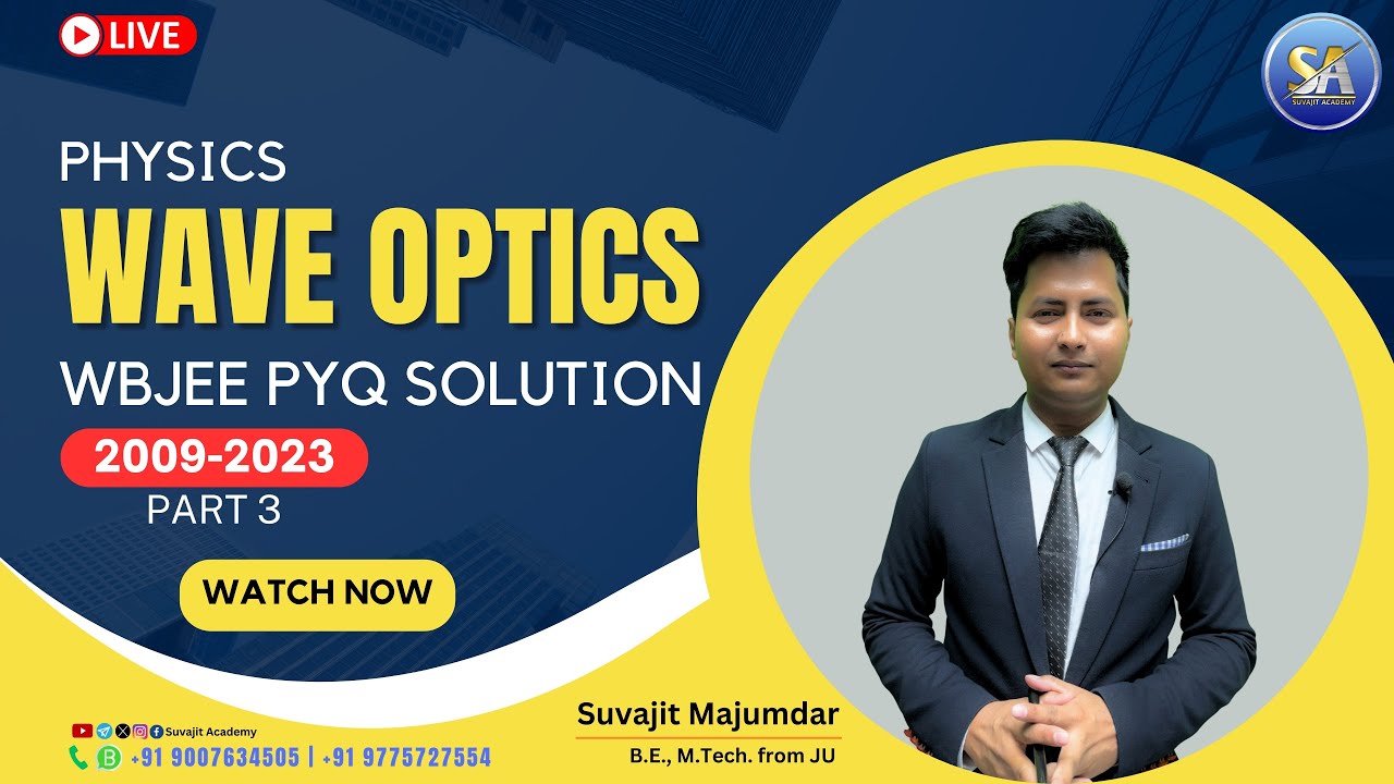Physics Wave Optics WBJEE PYQ Solution 2009 - 2023 | Suvajit Academy ...