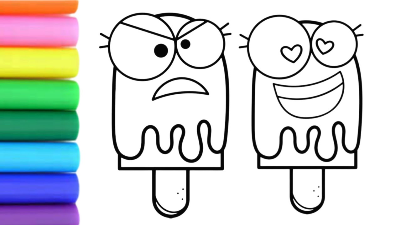 Drawing an angry ice cream with a loving ice cream for kids | how to ...