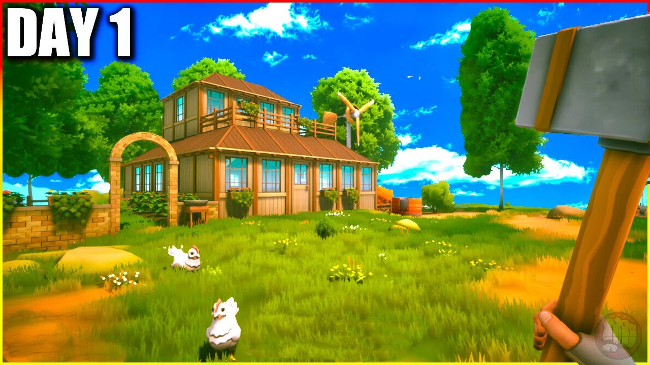 Day 1 in This Advanced Open World Craft Build Farm Survival Game ...