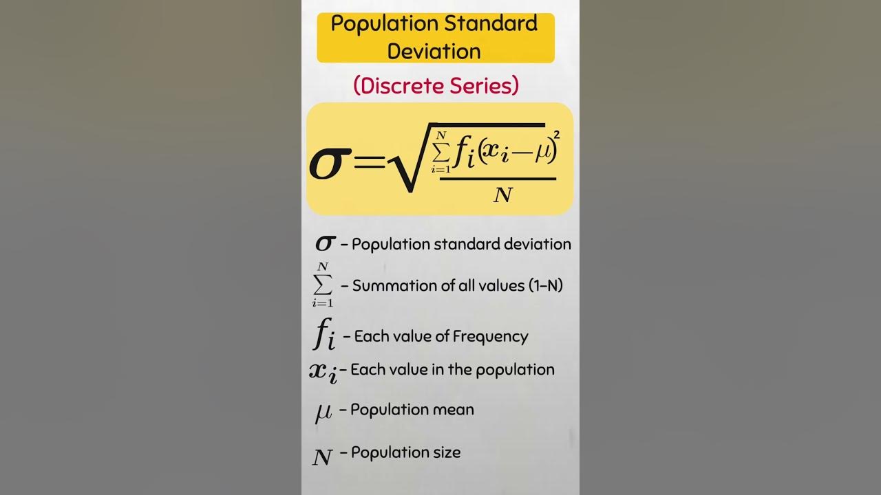 Statistical Formula Series: Population Standard Deviation for discrete series data #sigma - YouTube