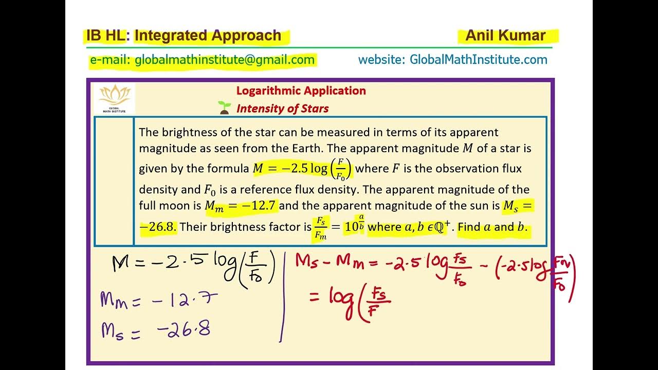Ratio Brightness of Stars Logarithms Application IB HL Anil Kumar - YouTube