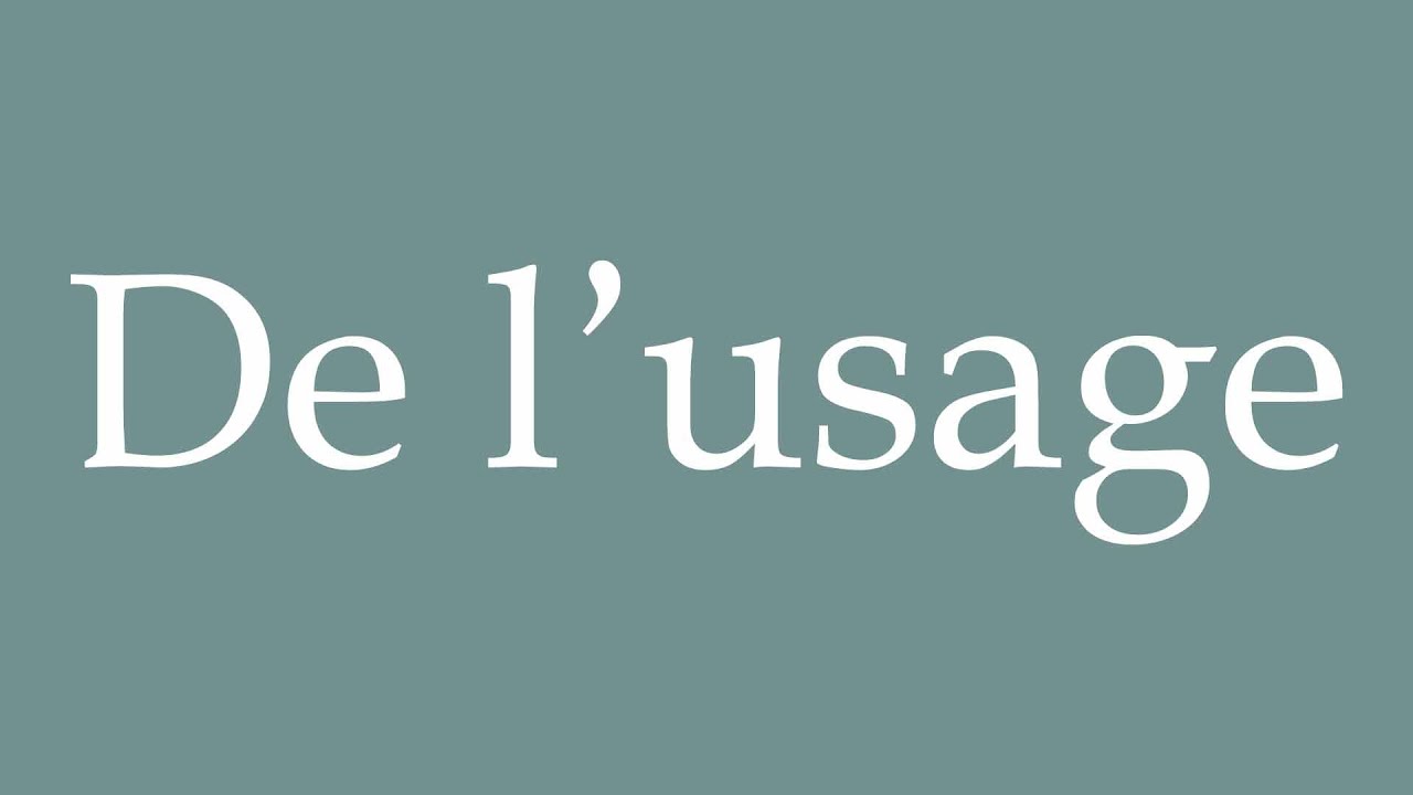 How to Pronounce ''De l’usage'' (From use) Correctly in French - YouTube