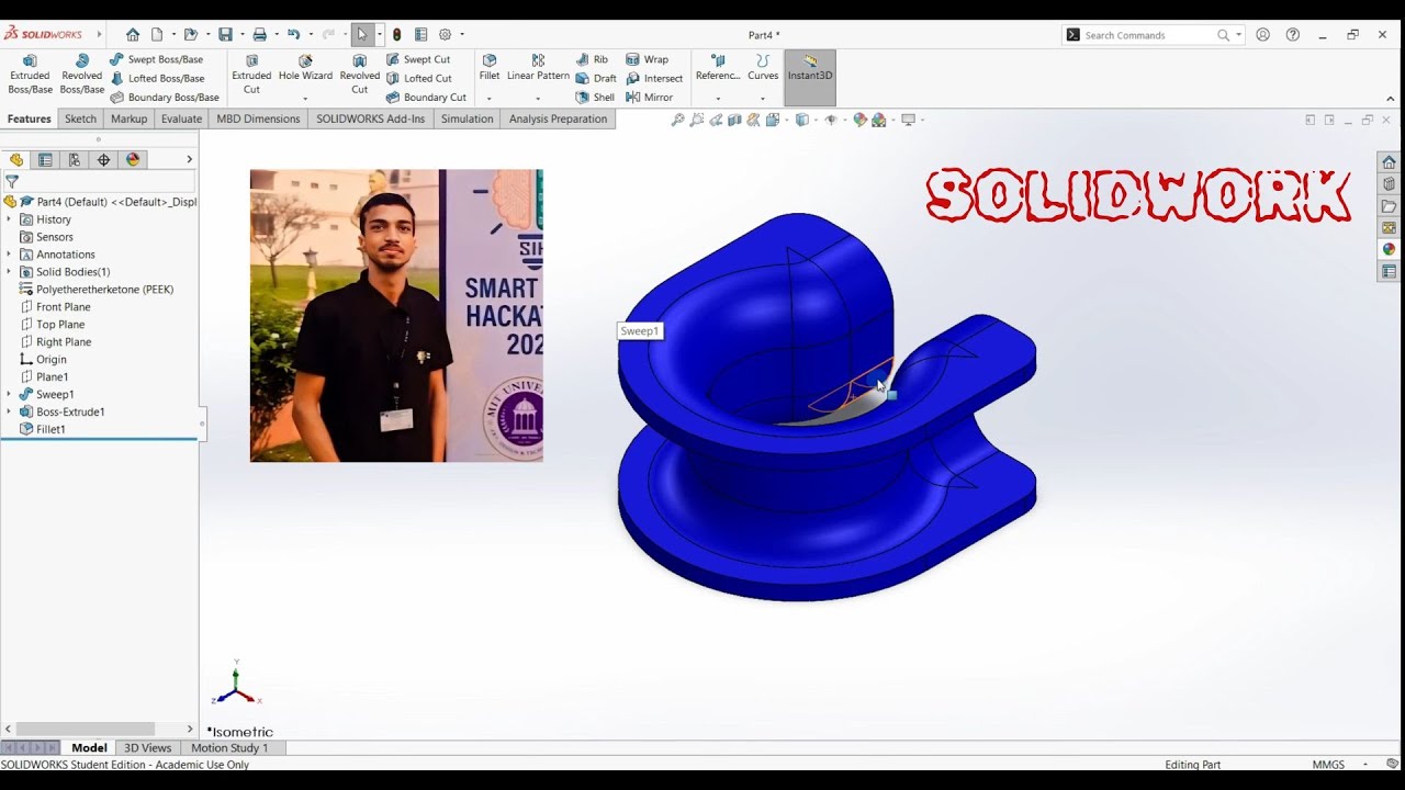 Section a part 1 SOLIDWORKS 2024 / CSWA || By AutoCAD wallah ...