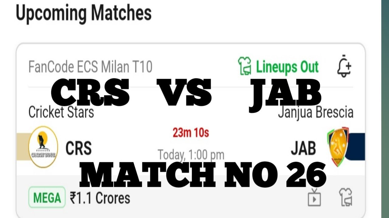 CRS vs JAB Dream11 Prediction Players Stats Record Fantasy Team - YouTube