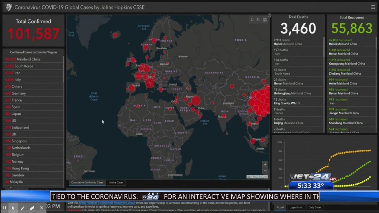 Johns Hopkins University develops coronavirus interactive map - YouTube