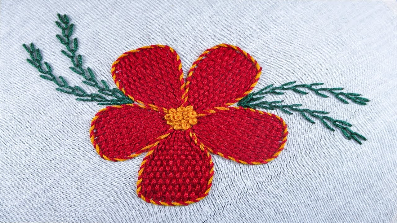 Hand embroidery flower designs, Net stitch design hand embroidery - YouTube