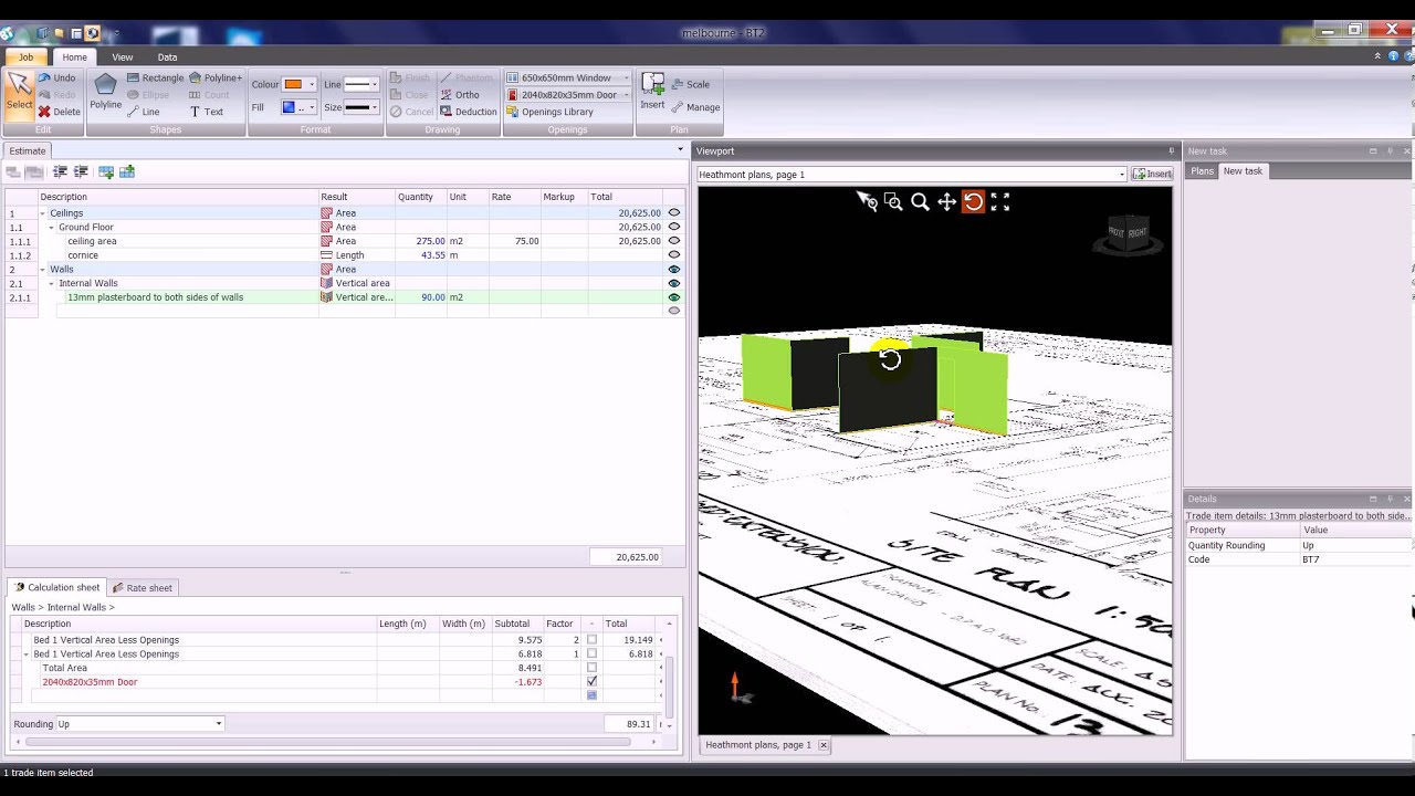 Buildsoft BT2 takeoff demo for plasterboard/gyprock contractors - YouTube