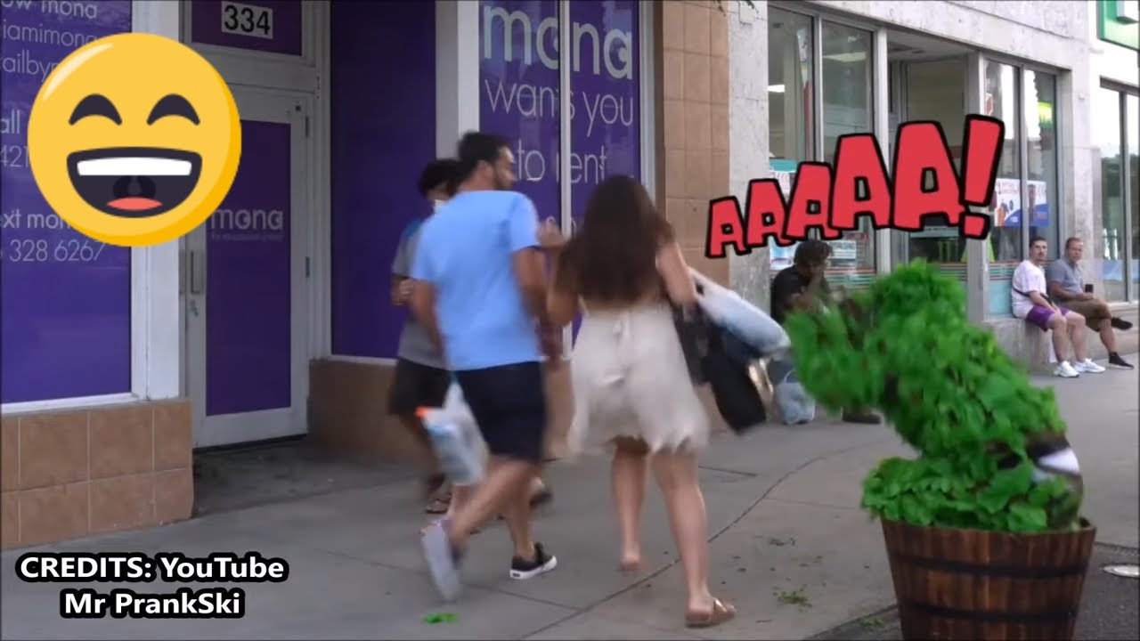 Bush man prank funny scare reactions bushman prank - YouTube
