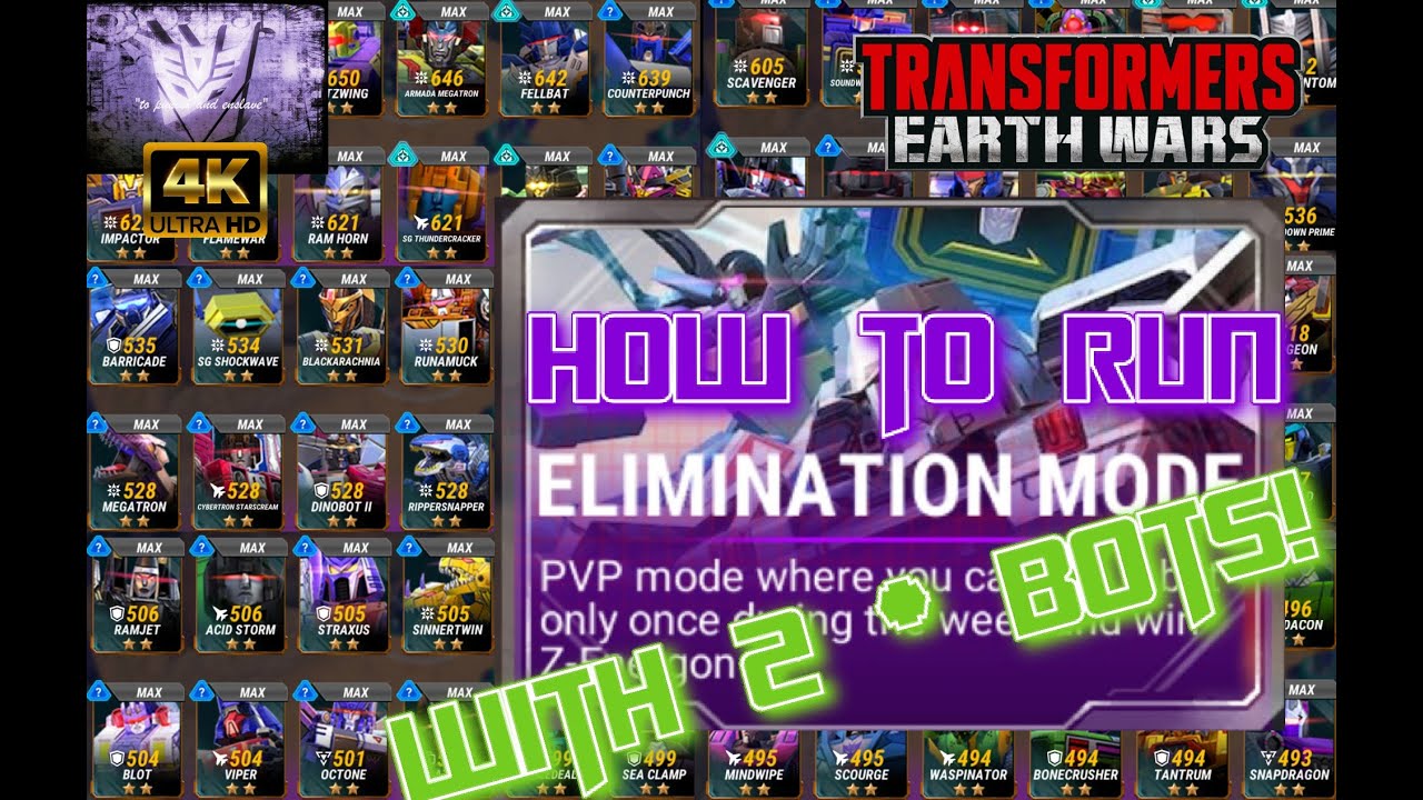 HOW TO: Run elimination mode with 2* bots- Transformers Earth Wars ...