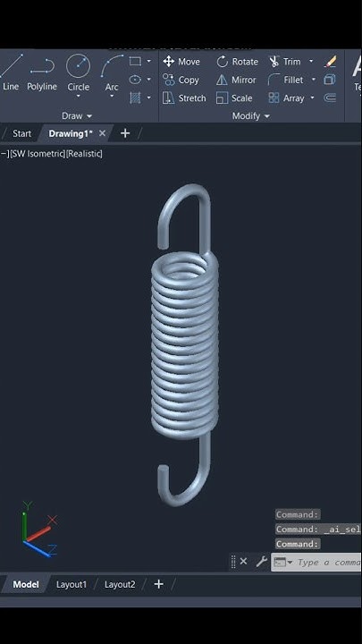 Helical Spring in AutoCAD 3D #autocadshorts - YouTube