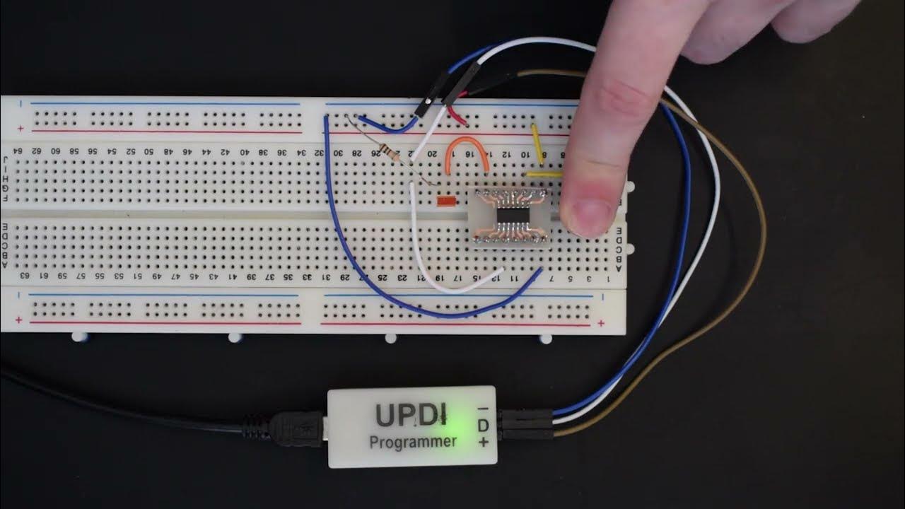 Attiny404 GPIO toggle LED via a button press - YouTube
