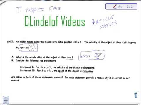 AP Calculus Particle Motion Using Your Graphing Calculator 5 - YouTube