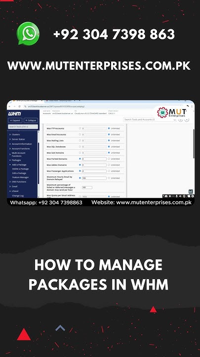 WHM Tutorials: How to Manage Hosting Packages in WHM | Sociolance | MUT Enterprises #whm #cpanel ...