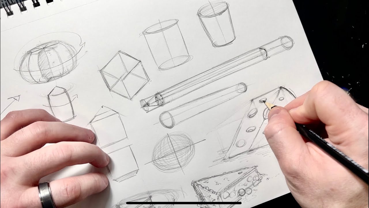 Drawing EVERYDAY OBJECTS by “carving away” at 3D prisms! ️ - YouTube
