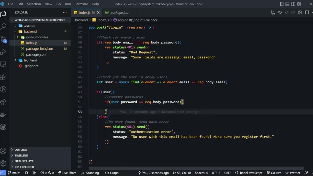 Coding along - Fullstack login system - P2 - YouTube