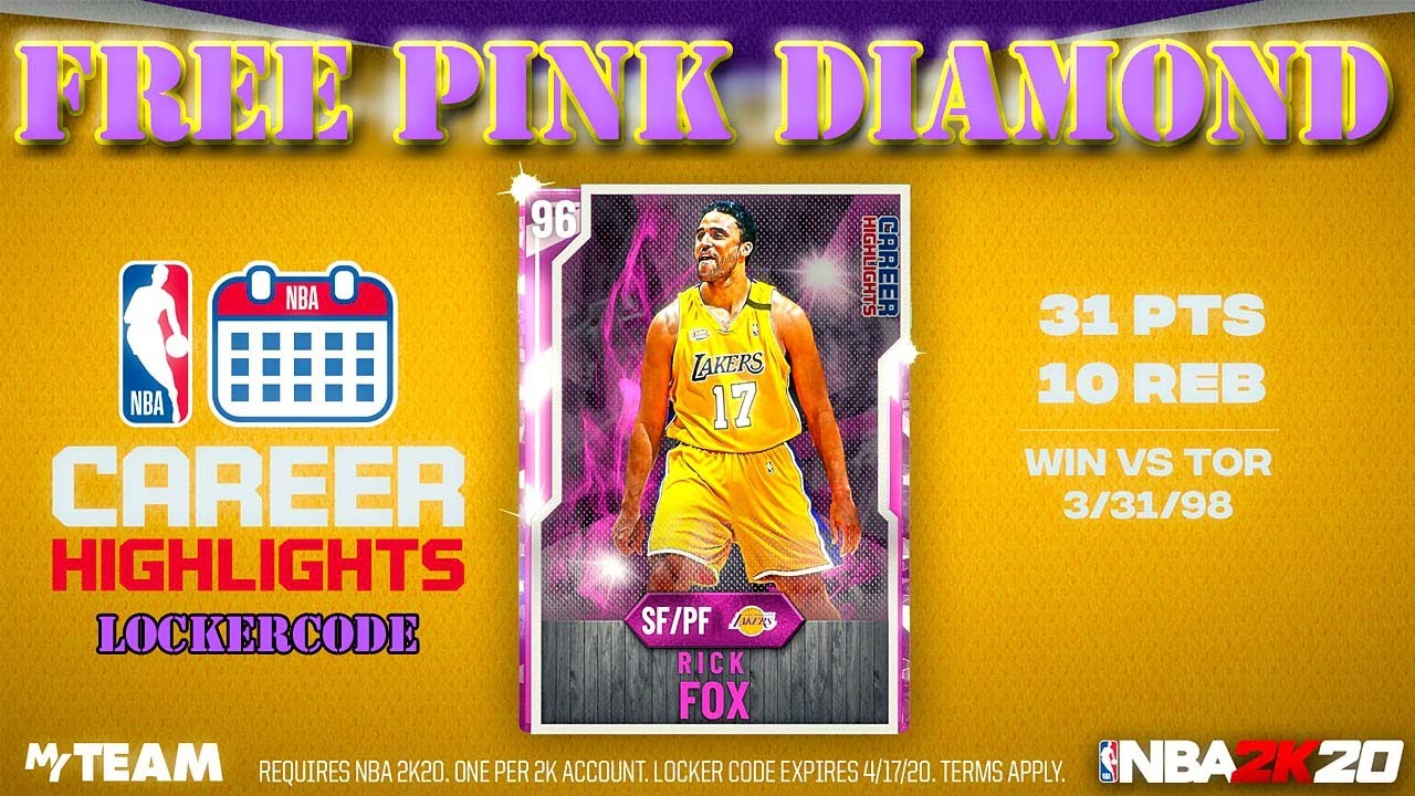 FREE PINK DIAMOND RICK FOX LOCKER CODE!! KOBE CONTENT COMING TOMORROW ...