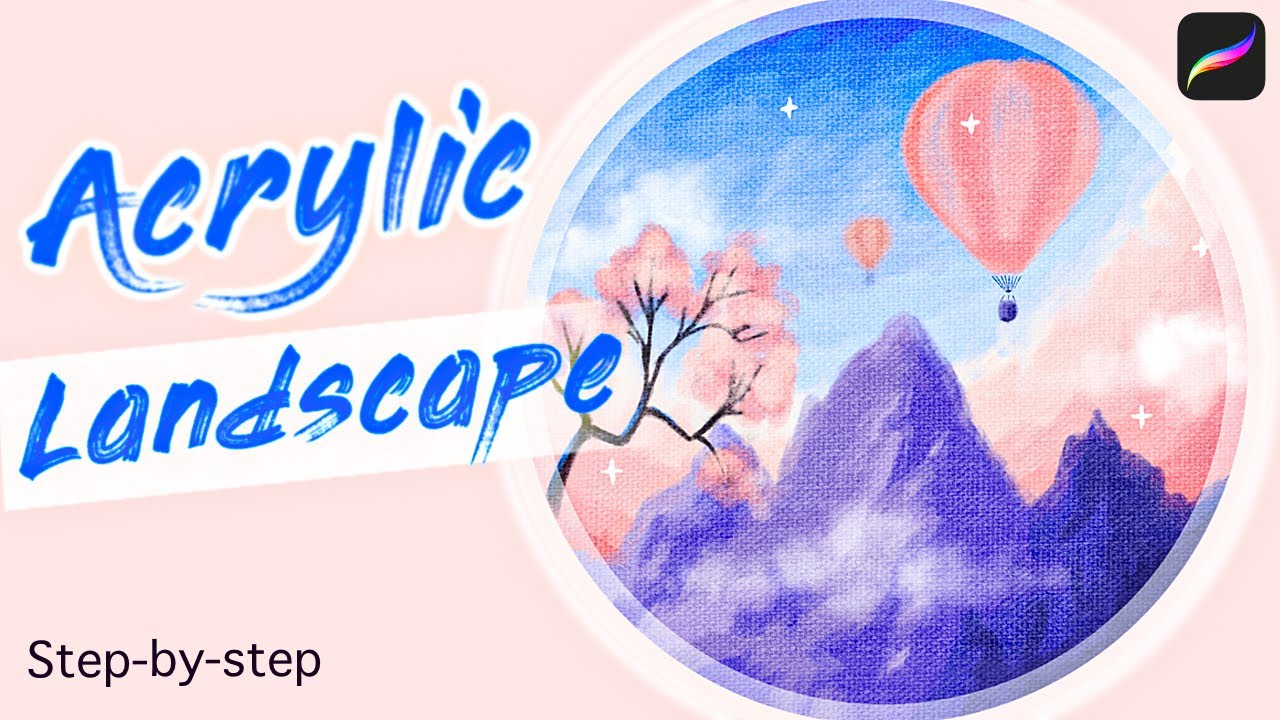 Easy Acrylic Landscape Painting - PROCREATE Tutorial - YouTube