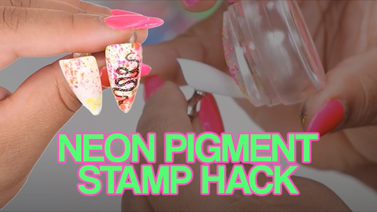 Neon Pigment Stamp Hack | Paint Splatter Effect Nail Art Tutorial🎨🖌️ ...