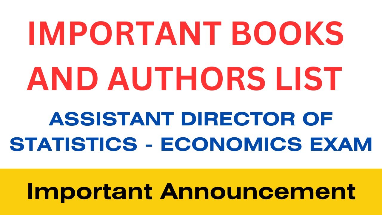 Assistant Director of Statistics Economics Important Books & Authors # ...