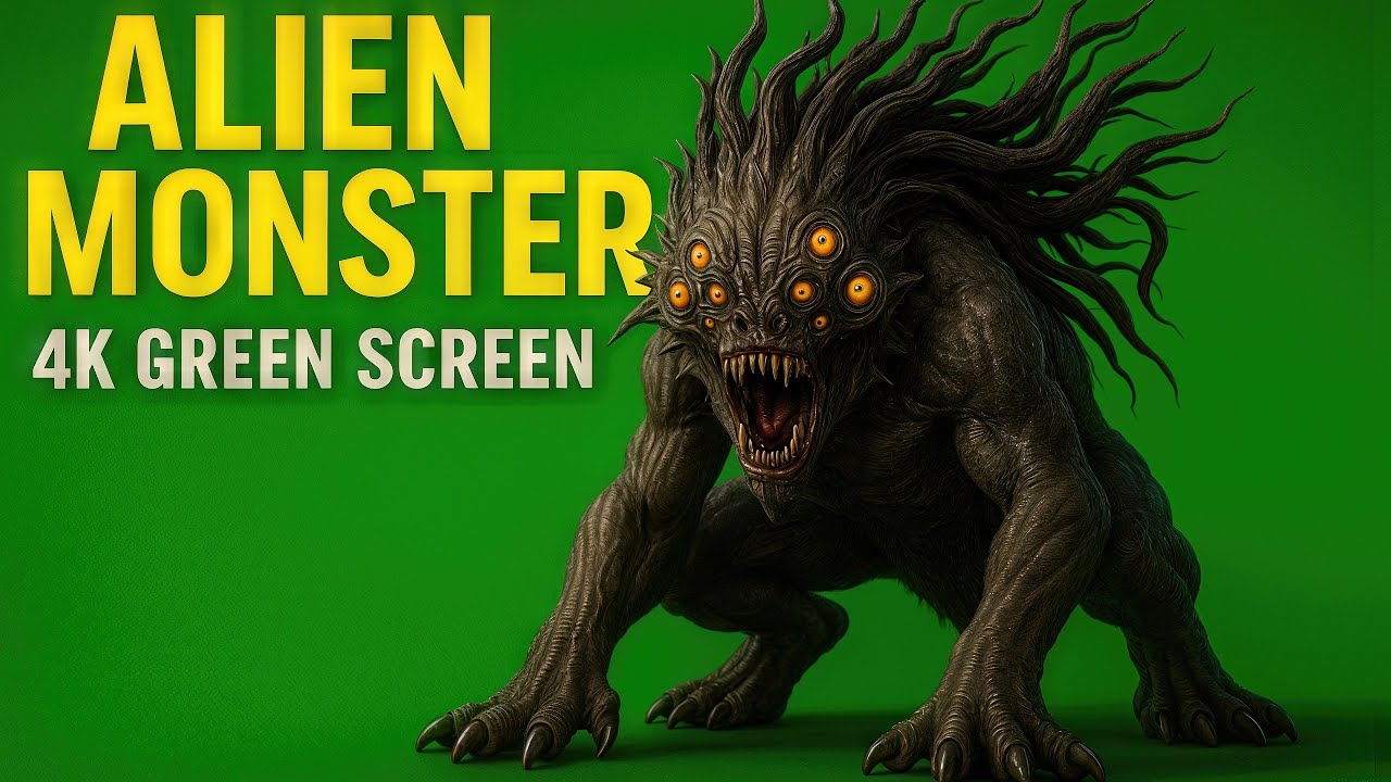 Alien Monster 4K Green Screen | Walking, Attacking, Dying Animation VFX ...
