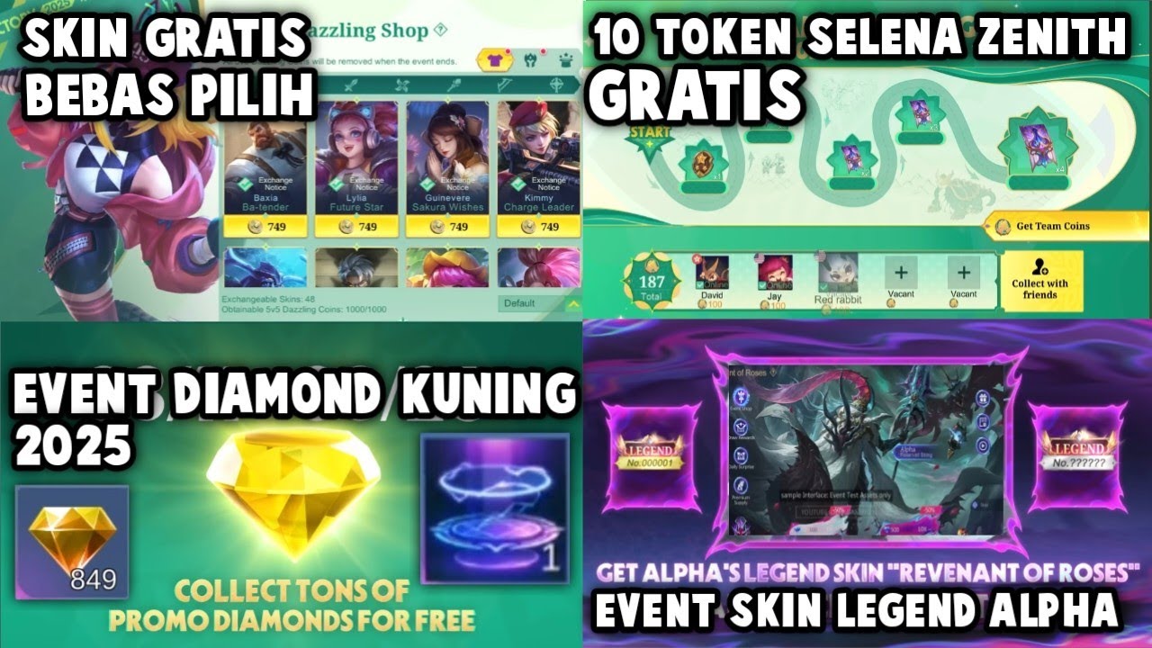 EVENT DIAMOND KUNING 2025, SKIN LEGEND ALPHA, 10 TOKEN GRATIS, SKIN ...