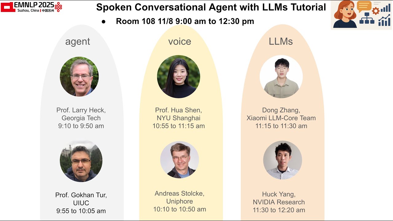 EMNLP 25 Tutorial - Spoken Conversational Agents with LLMs - YouTube