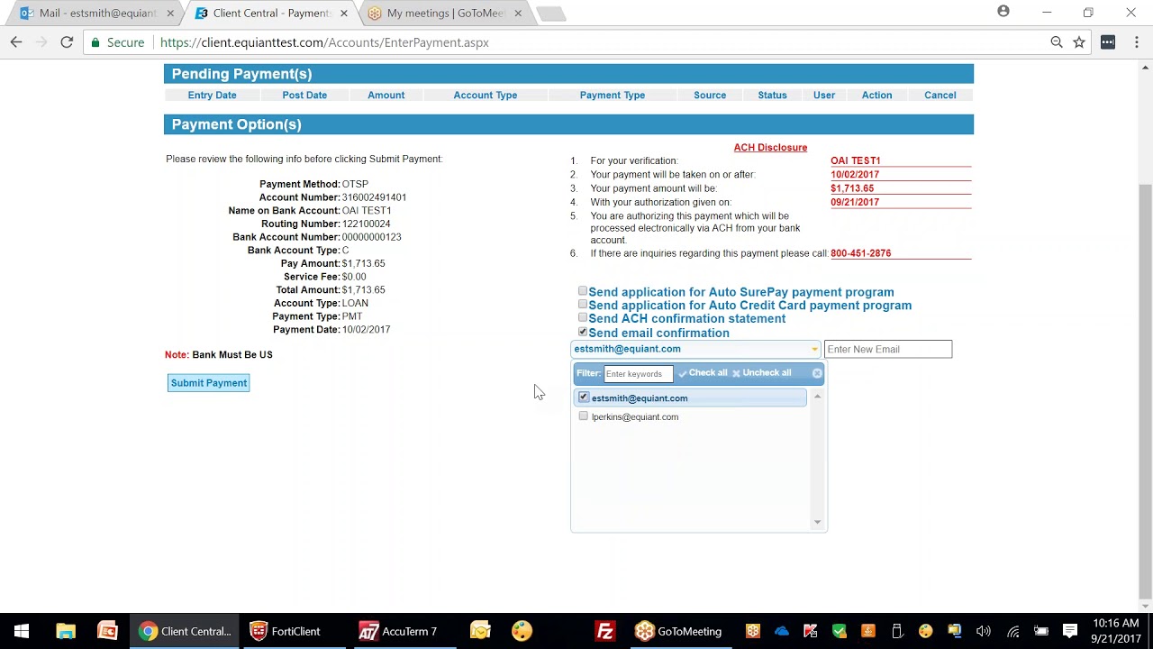 Equiant Training #2 Payment Histories, Payment Entry - YouTube
