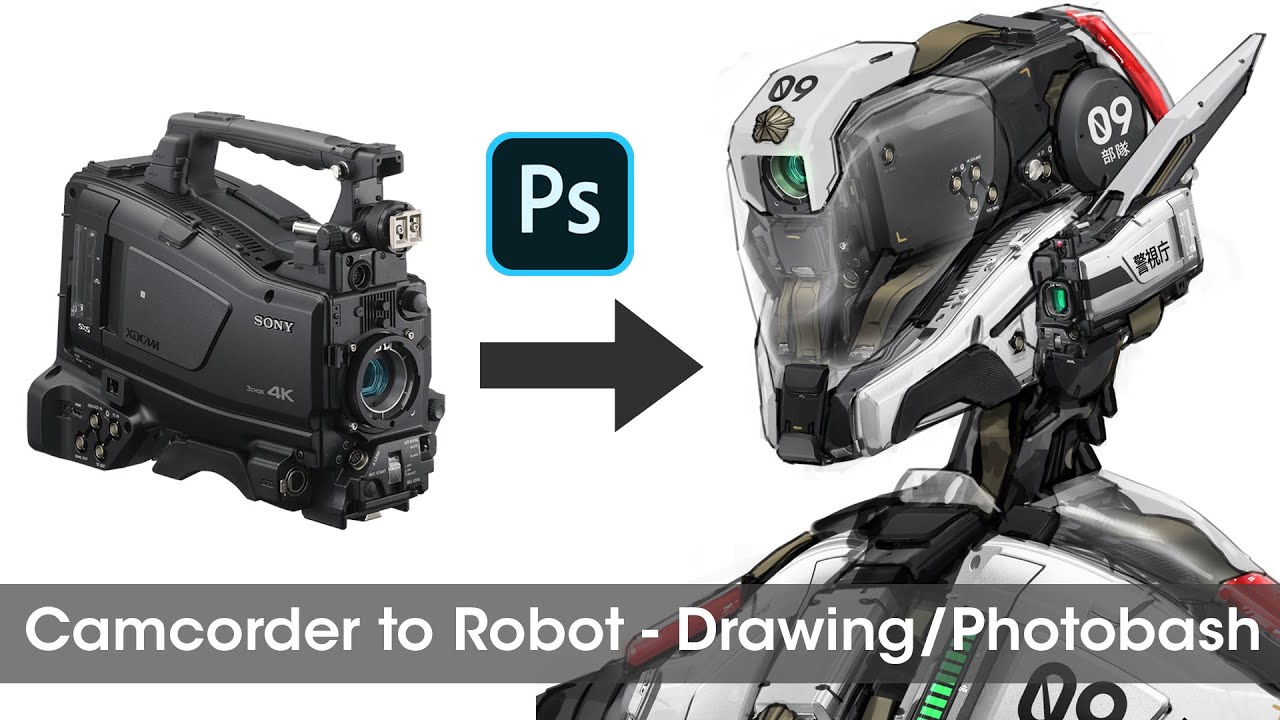 Camcorder to Robot - Drawing/Photobash Timelapse - YouTube