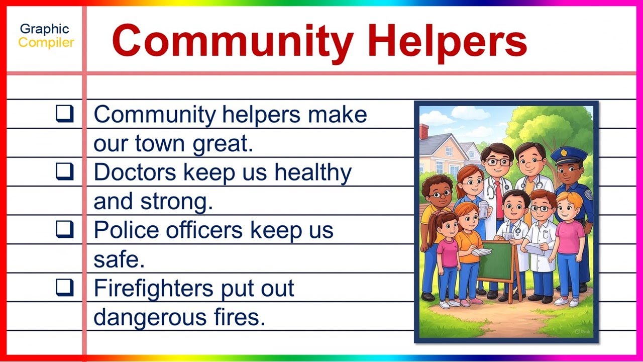 30 Lines on Community Helpers | Helpers Around Us | GraphicCompiler | # ...
