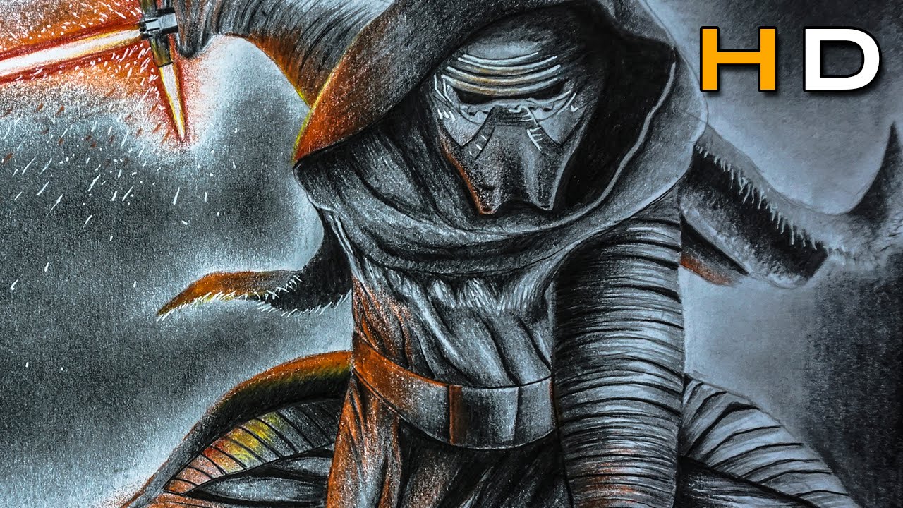 Kylo Ren Drawing Timelapse Video - Speed Art with graphite and colored ...