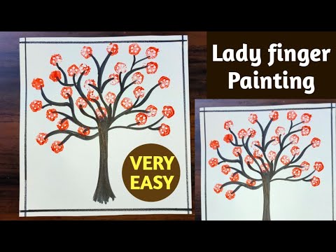 Lady Finger painting | Vegetable painting using ladyfinger | lady ...