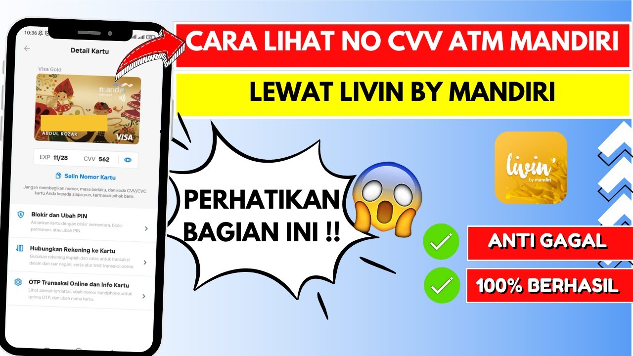 Cara Melihat No CVV di ATM Mandiri Lewat Livin Mandiri - YouTube