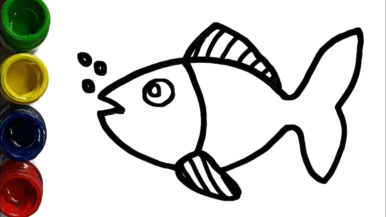 fish Drawing for kids || How to draw a fish || kids video - YouTube