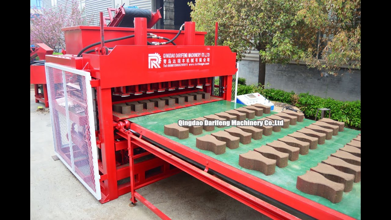 DF10 10 brick machine for making paving bricks - YouTube